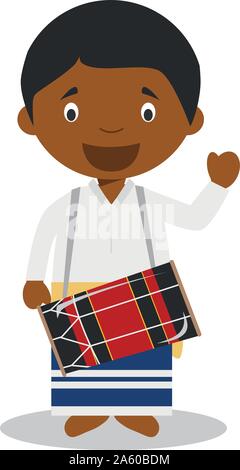 Character from Maldives dressed in the traditional way as a boduberu ...