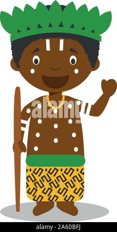 A vector cartoon illustration of native people in a tropical ...