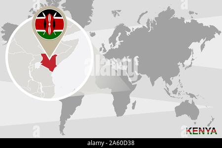 Travel to Kenya concept, map with pin on map of Kenya. Vacation ...