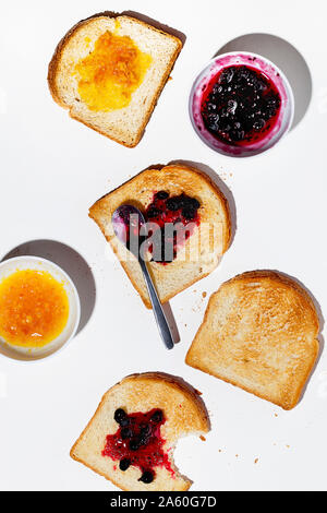Set of slices of toasted bread, different colors, isolated on white ...