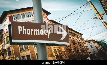 Street Sign the Direction Way to Pharmacy Stock Photo - Alamy