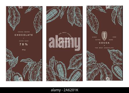 Cocoa bean tree banner collection or packaging design. Design templates ...