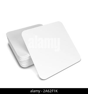 Rectangle coasters. 3d illustration isolated on white background Stock ...
