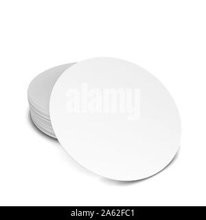 Round coasters. 3d illustration isolated on white background Stock ...