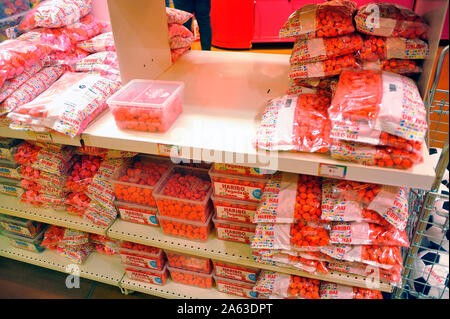 the interior and the shelves of the Haribo shop in Uzes in the French ...