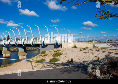 Approach to the new curved Koombana Bay Footbridge in Bunbury, Western ...