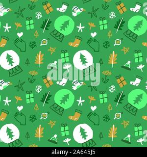 Christmas hand drawn ball. Doodle garland with holiday sketchy bauble ...