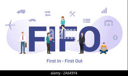 FIFO first in first out symbol. Concept words FIFO first in first out ...