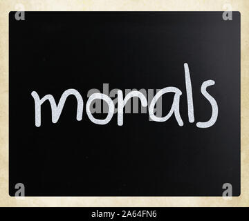 "Morals" handwritten with white chalk on a blackboard Stock Photo - Alamy