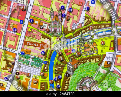 Touristic map of the city center, Ljubljana, Slovenia Stock Photo - Alamy