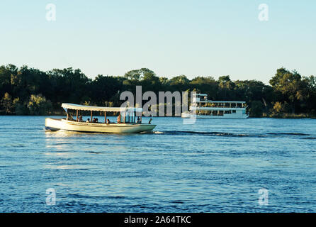 Boats on the Zambezi River, Zimbabwe Rhodesia, Southern Africa, 1960s ...