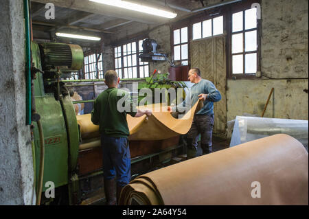 Bellac (central western France). Tannerie Gal, tannery specializing in ...