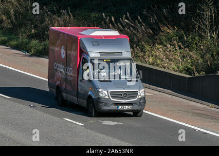 Mercedes Sprinter Ocado grocery delivery vehicle travelling northbound ...