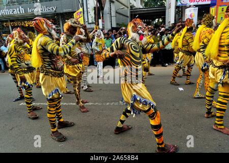 Pulikali Tiger Dance procession, Onam festival, Thrissur, Kerala, India ...