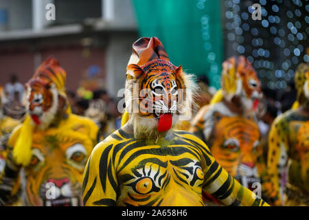 Pulikali Tiger Dance procession, Onam festival, Thrissur, Kerala, India ...
