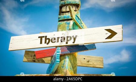 Street Sign the Direction Way to Therapy versus Drugs Stock Photo - Alamy