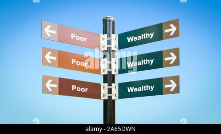 Street Sign the Direction Way to Wealthy versus Poor Stock Photo - Alamy