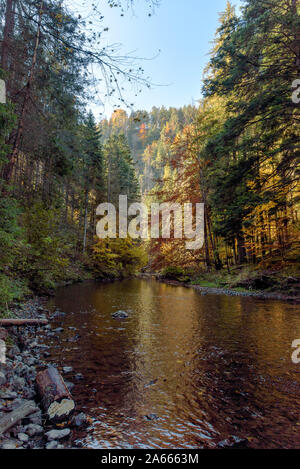 The Prielom Hornádu hiking trail in the Slovak Paradise in autumn with ...
