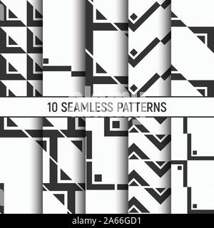 Set of ten seamless patterns. Modern stylish textures. Contemporary ...