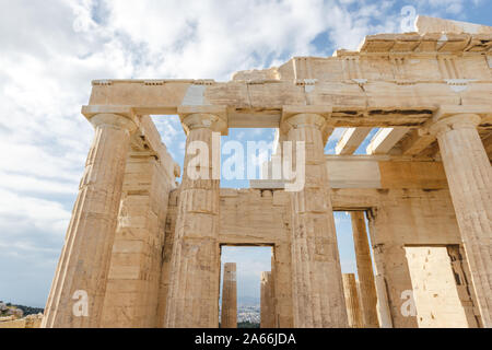 Spectacular sights of the ruins in ancient Greek Acropolis, old temple ...