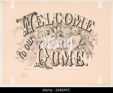 welcome sign and home decor with space copy background Stock Photo - Alamy
