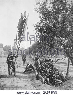 A World War I photograph of an artillery observation post, part of the ...