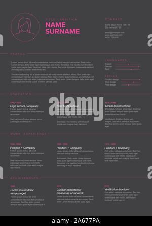 Pink gray modern resume cv template design Stock Vector Image & Art - Alamy