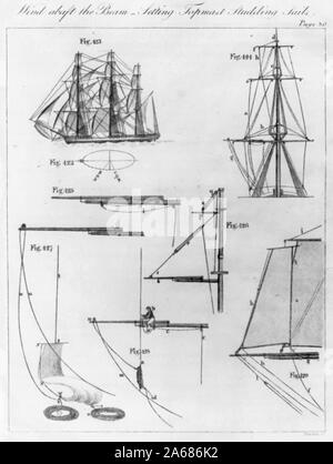 Wind abaft the beam - setting topmast studding sails Stock Photo - Alamy