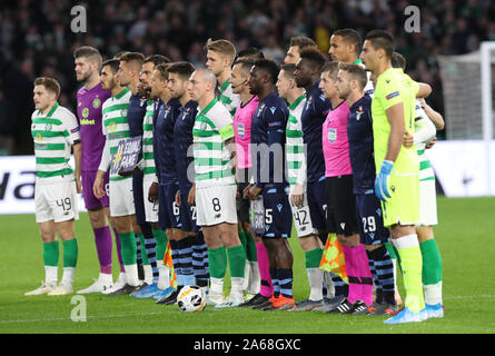Lazio players line up during the UEFA Europa League 2024-2025, round 16 ...