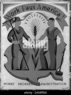 Poster for Works Progress Administration encouraging laborers to work ...