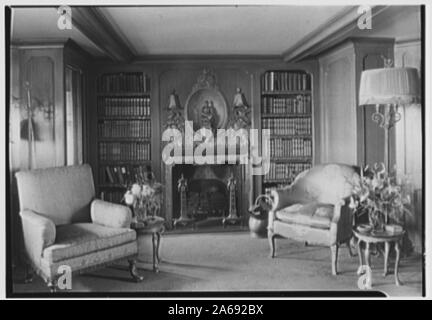 Yacht "Rene," owned by Alfred P. Sloane, Jr. Library fireplace ...