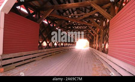 Balthazar covered bridge built in 1932 over Yamaska river near the town ...