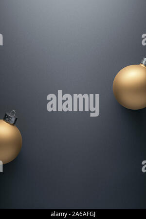 Two golden baubles on abstract winter background Stock Photo - Alamy