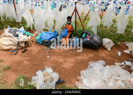 RWANDA, Kigali, plastic recycling at company ecoplastics, recycled ...