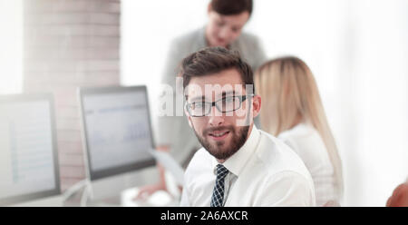 experienced programmer sitting in front of the monitor Stock Photo - Alamy