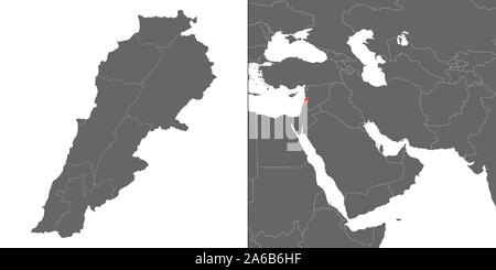 Detailed Lebanon administrative and political vector map with flag ...