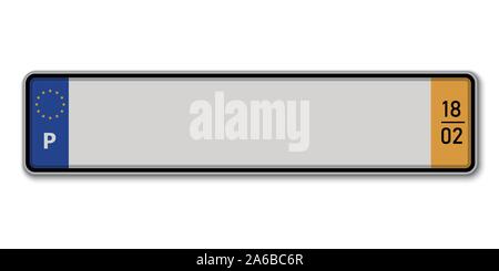 Portugal car plate. Vehicle registration number Stock Vector Image ...