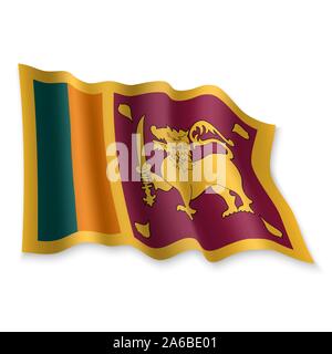 3D Realistic waving Flag of Sri Lanka on transparent background Stock ...