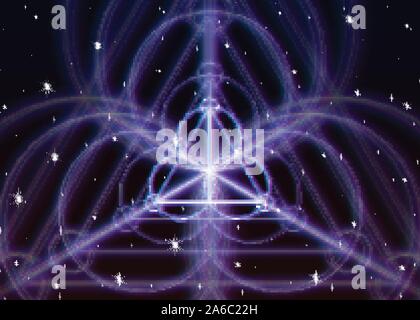 Magic triangle symbol spreads the shiny mystic energy in spiritual ...
