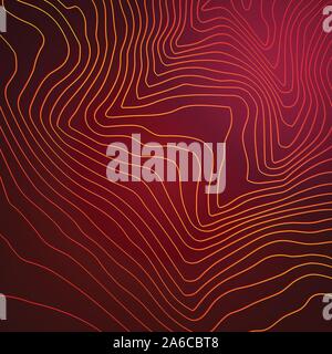 Abstract Red Topographic Lines Map Vector Illustration on Purple ...