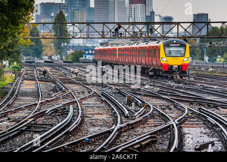 Railway tracks at Clapham Junction Railway Station, Battersea, London ...