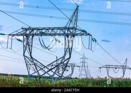 Steel structure pylons supporting high-voltage power lines for energy ...