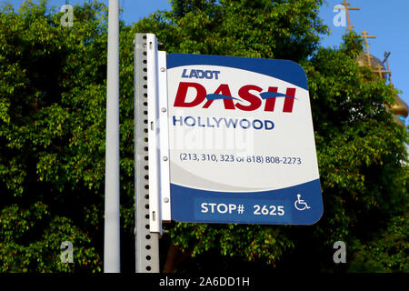 Hollywood, California: LADOT DASH Bus Stop sign at Hollywood, Los ...