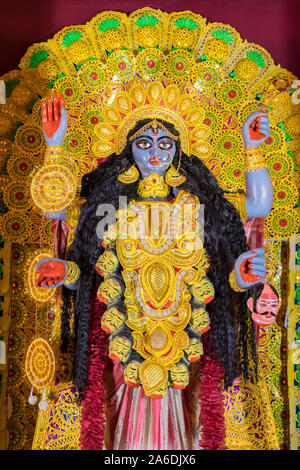 Hindu temple dedicated to Goddess Kali in the Himalayas on bright da in ...