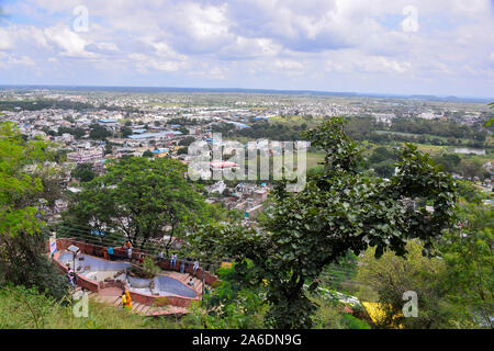 beautiful view of dewas city from the top of the hill, famous meetha ...