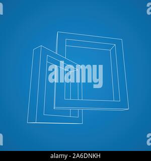Two rectangular 3D frames blueprint Stock Vector Image & Art - Alamy
