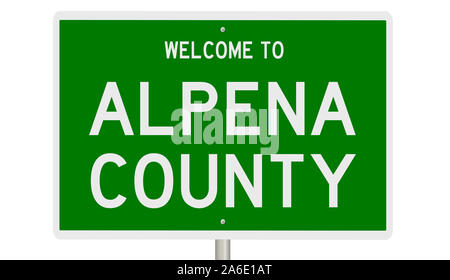 Rendering of a green 3d sign for Alpena County Stock Photo - Alamy