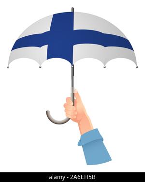 Finland flag umbrella. Social security concept. National flag of ...
