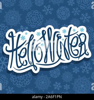 Vector lettering Hello January, cut paper badge with curly calligraphic ...
