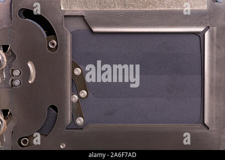 Shutter mechanism of a photographic camera. Close-up. Isolated on a ...